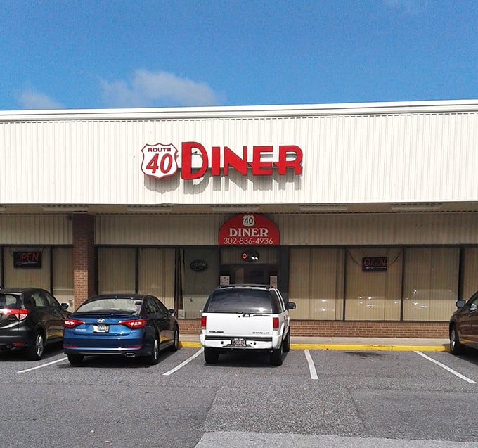 Under clear blue Delaware skies, Route 40 Diner's iconic sign promises what every traveler hopes for – a meal worth pulling over for.