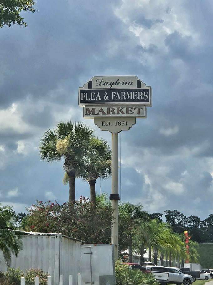The iconic sign stands tall against Florida skies, a beacon for treasure hunters since 1981—promising adventures that big box stores simply can't deliver.