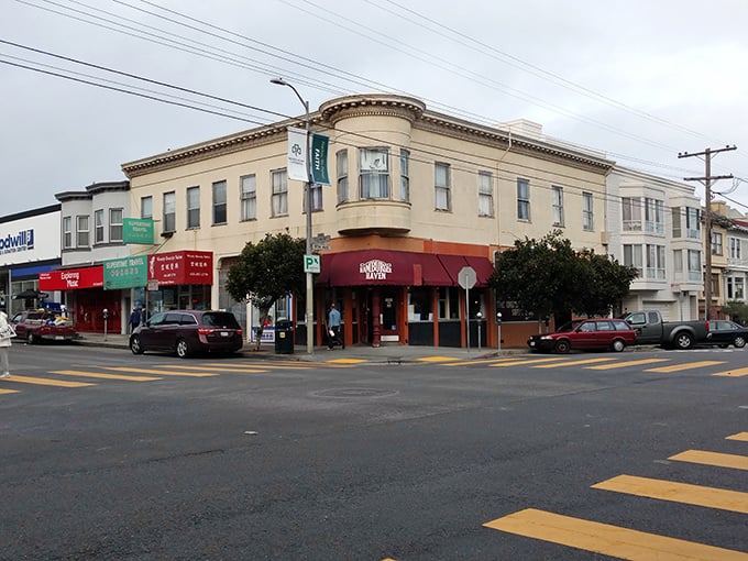 From this street view, you'd never guess the breakfast magic happening inside—like finding a secret portal to comfort food heaven.