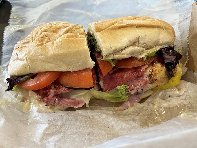 This sub isn't just a sandwich—it's a commitment, a relationship, a journey that requires both hands and your complete attention.