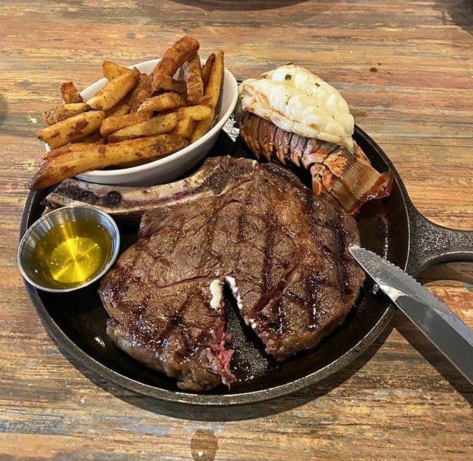 Surf and turf perfection where land meets sea in the most delicious diplomatic summit ever arranged.