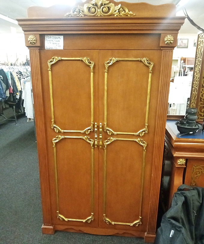 This isn't just a wardrobe—it's practically the gateway to Narnia. Those gold accents scream "I belonged to someone fabulous" and now it could be yours.