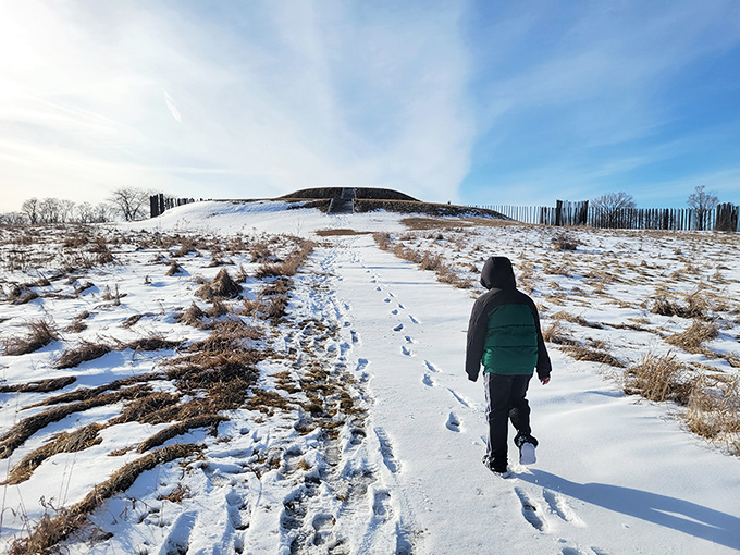 Winter transforms Aztalan into a snow-globe scene, where footprints in fresh powder lead to discoveries both ancient and personal.