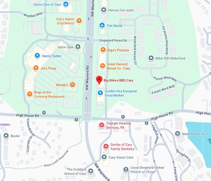 16. big mikes bbq cary map