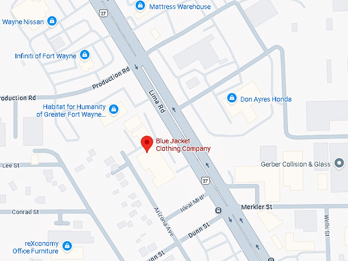 16. blue jacket clothing company map