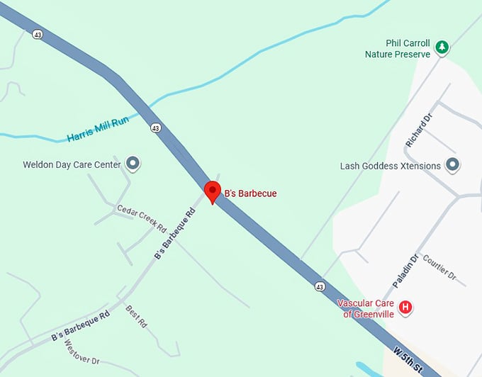 16. b’s barbecue map