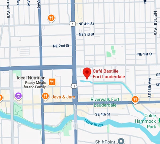 16. cafe bastille fort lauderdale map