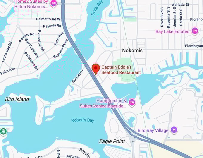 16. captain eddie’s seafood restaurant map