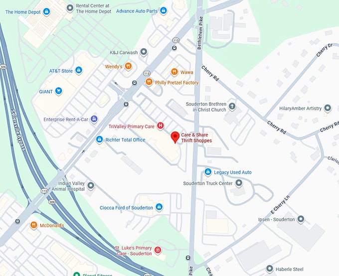 16. care & share thrift shoppes map