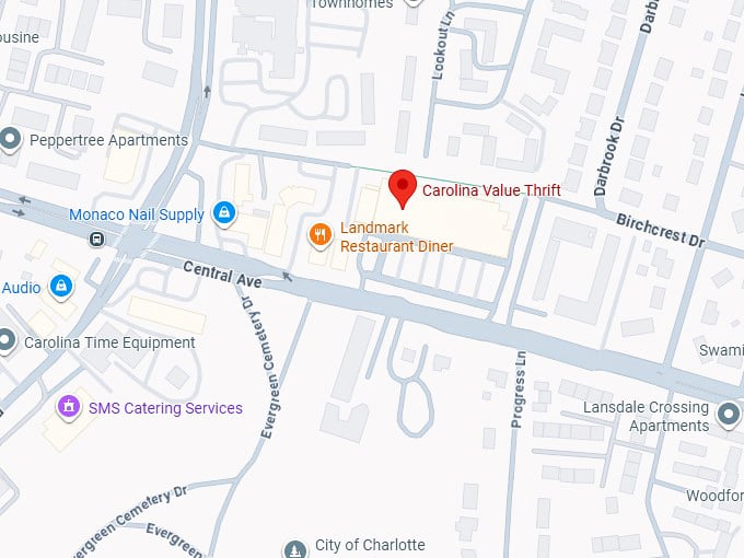 16. carolina value thrift (4451 central ave) map