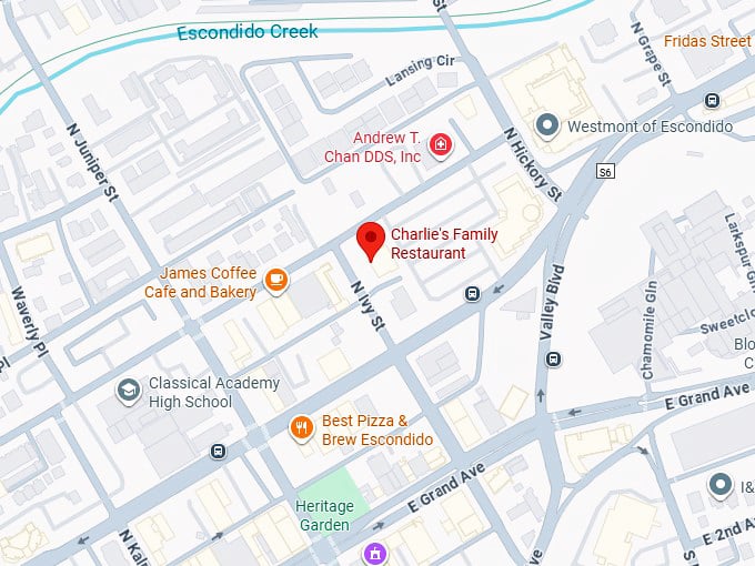 16. charlie's family restaurant map
