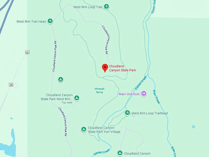 16. cloudland canyon state park map
