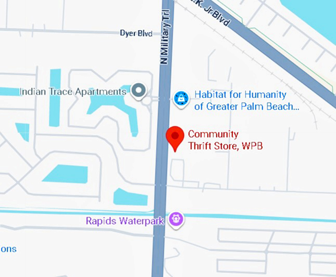 16. community thrift store, wpb map