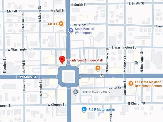 16. county seat antique mall map