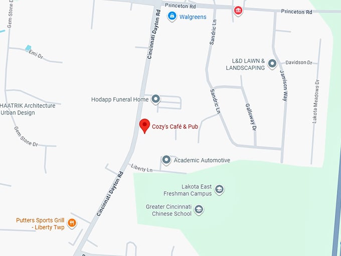 16. cozy's café & pub map