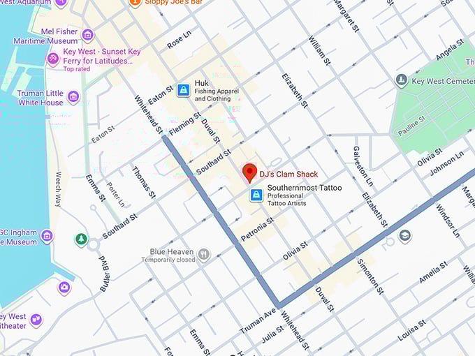 16. dj's clam shack map