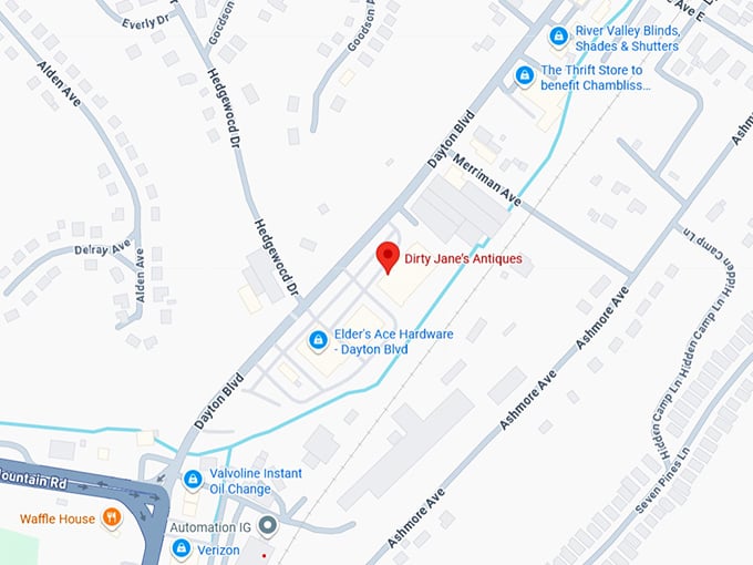 16. dirty jane’s antiques map