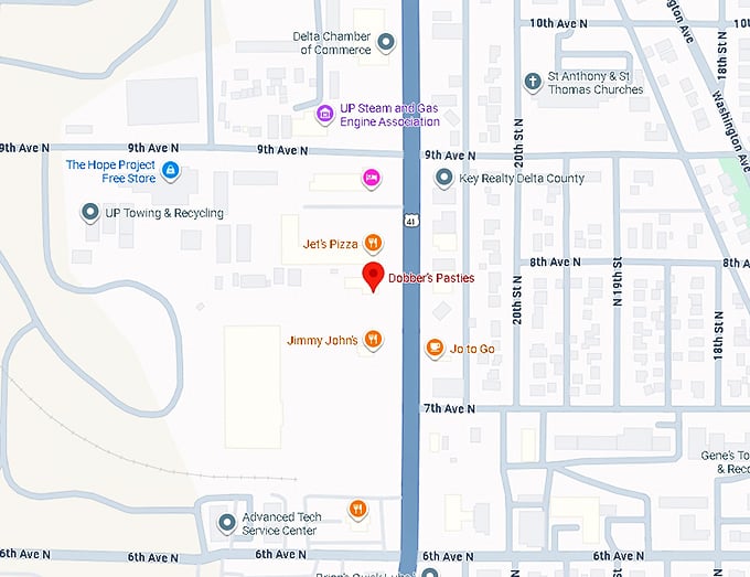 16. dobber's pasties map