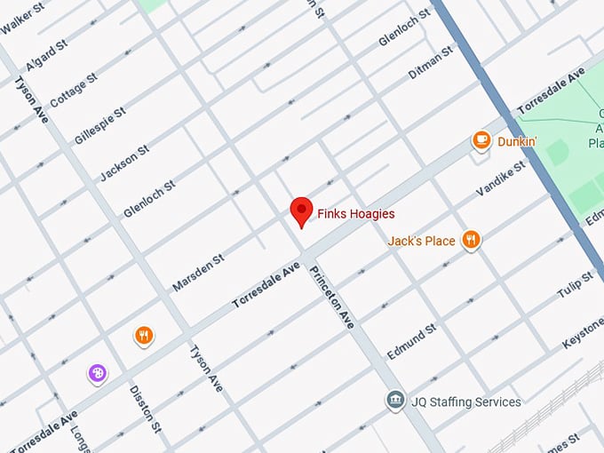 16. fink’s hoagies map