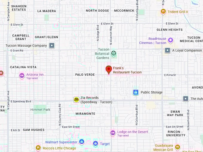 16. frank’s restaurant (tucson) map