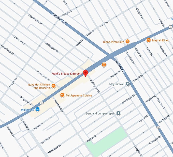 16. frank's steaks & burgers map