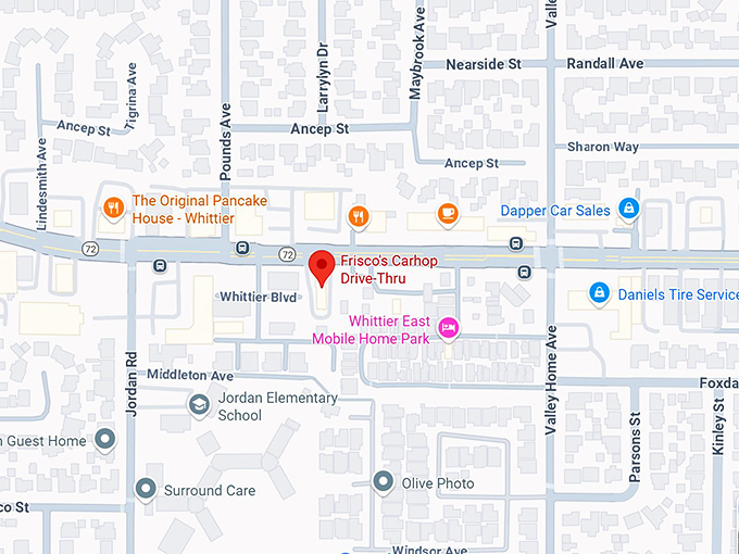 16. frisco's carhop drive thru map