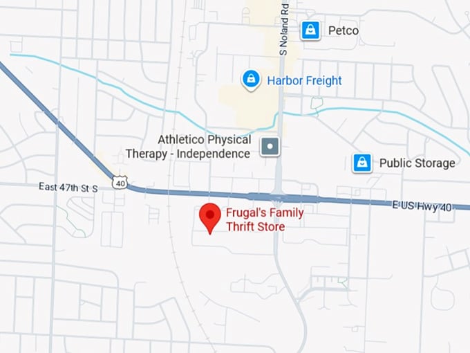 16. frugal's family thrift store map