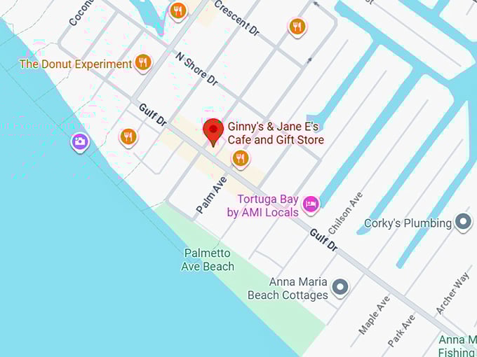 16. ginny's & jane e's cafe and gift store map