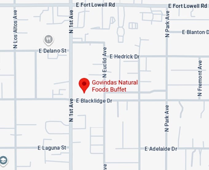 16. govindas natural foods buffet map