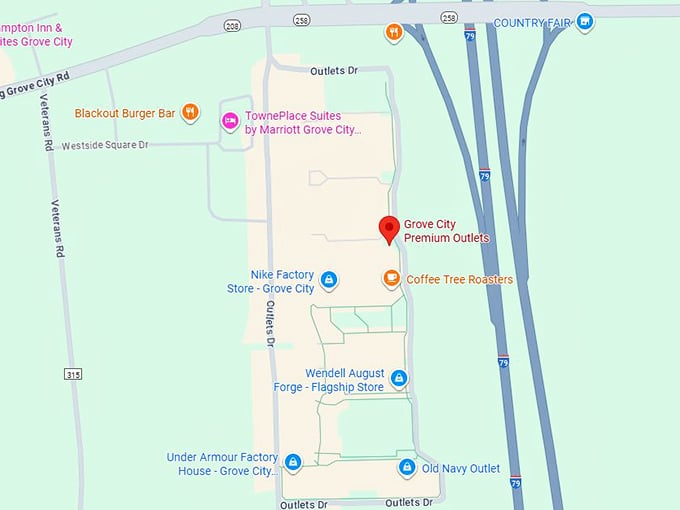 16. grove city premium outlets map
