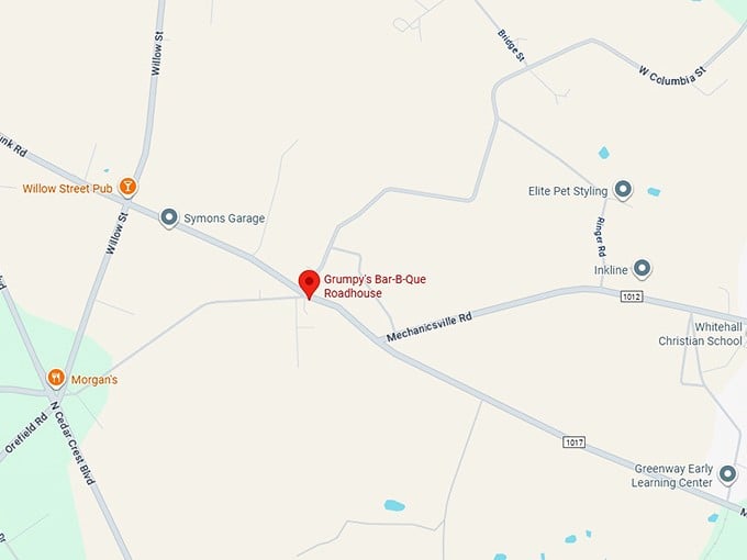 16. grumpy's bar b que roadhouse map