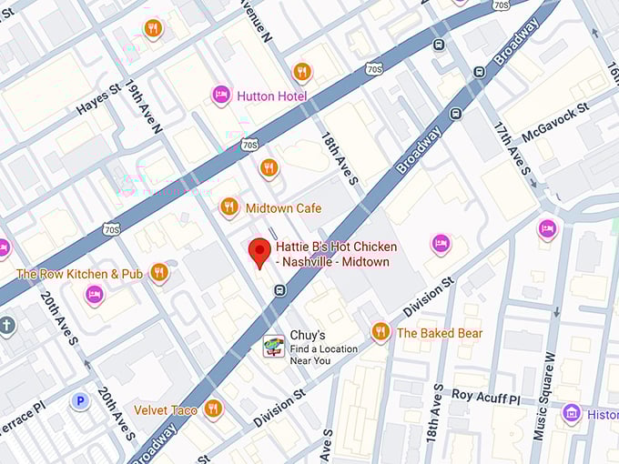 16. hattie b's hot chicken nashville midtown map
