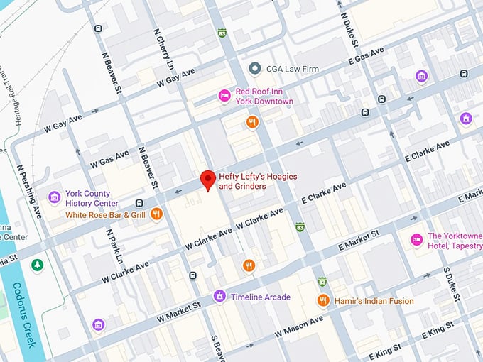 16. hefty lefty’s hoagies & grinders map