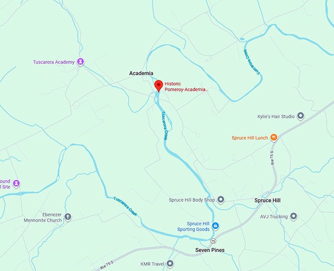 16. historic pomeroy academia covered bridge map