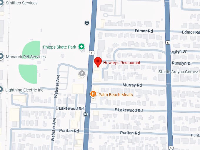 16. howley’s restaurant map