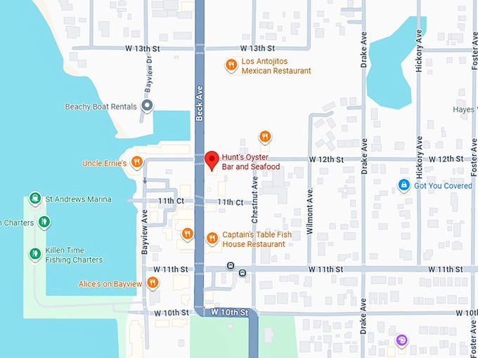 16. hunt's oyster bar and seafood map