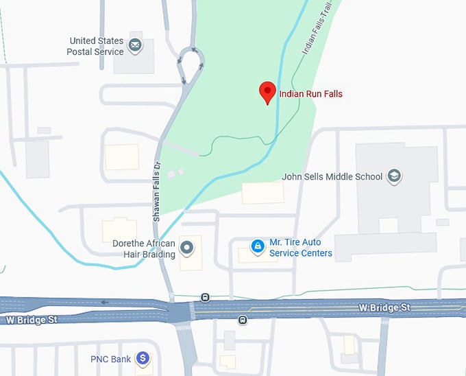 16. indian run falls map