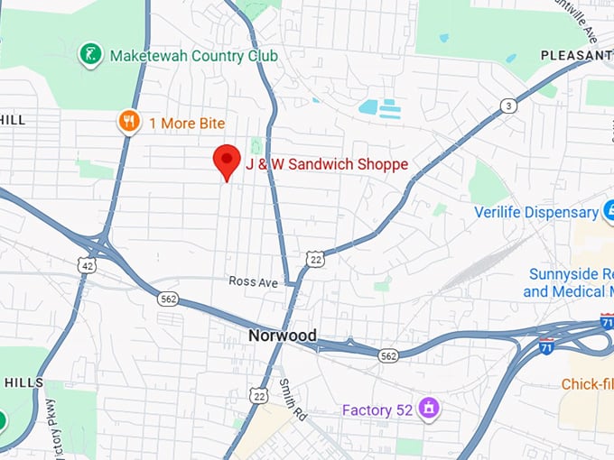 16. j & w sandwich shoppe‎ map