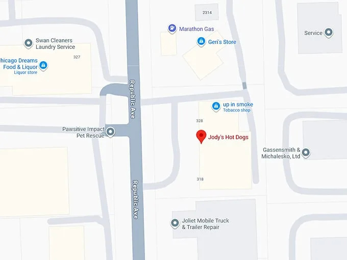 16. jody’s hot dogs map