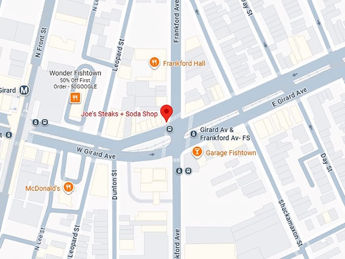 16. joe’s steaks + soda shop (fishtown) philadelphia map