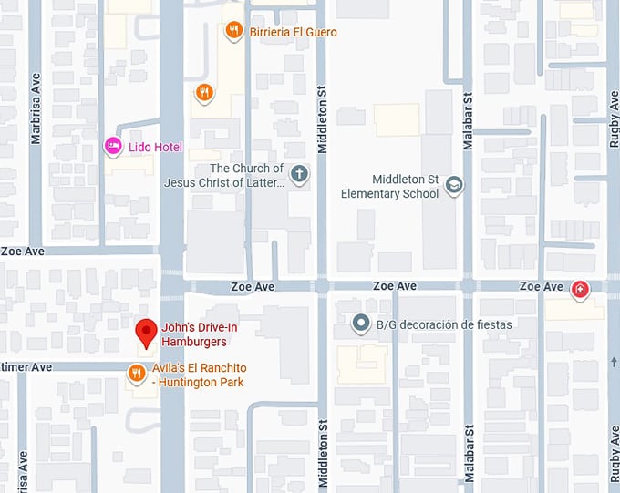 16. john’s drive in hamburgers map