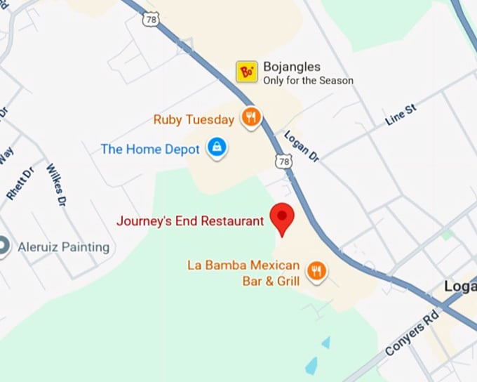 16. journey’s end restaurant map