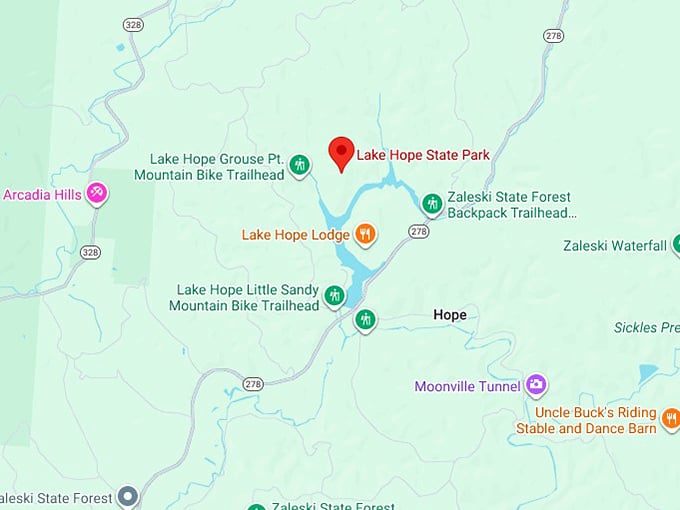 16. lake hope state park map