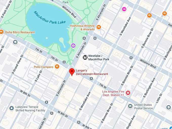 16. langer's delicatessen restaurant map