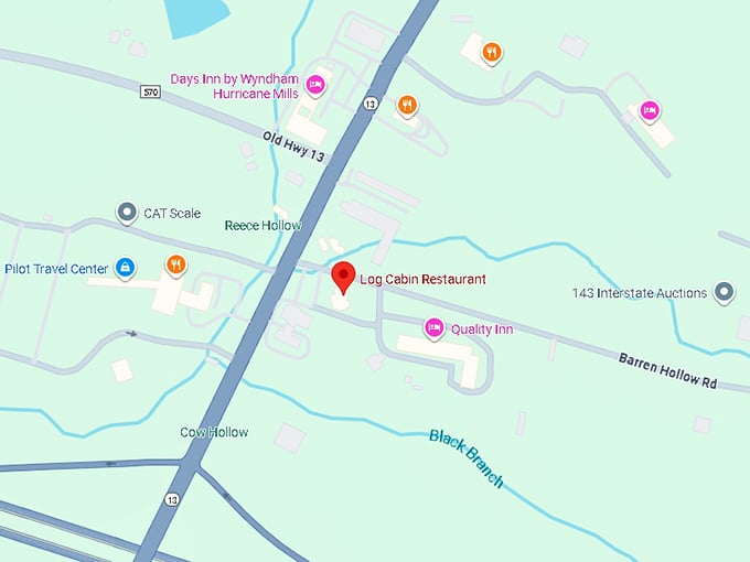 16. log cabin restaurant map