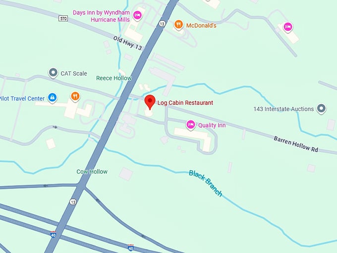16. log cabin restaurant map