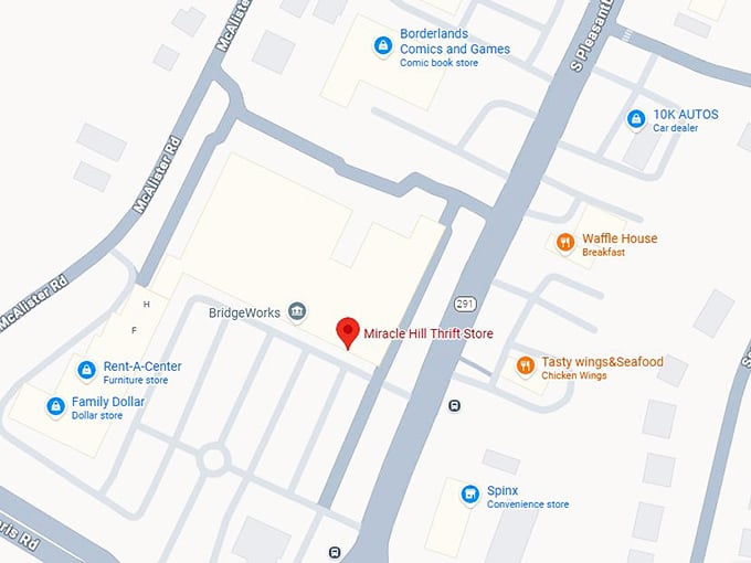 16. miracle hill thrift store (494 s pleasantburg dr) map