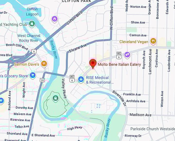 16. molto bene italian eatery map