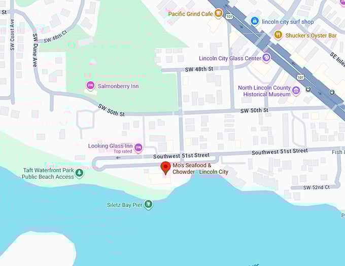 mo's seafood & chowder lincoln city map