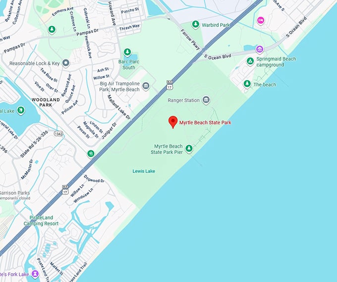 16. myrtle beach state park map